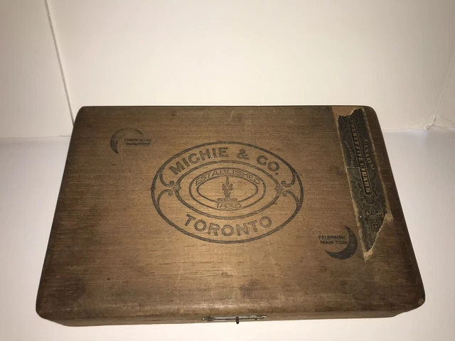 RARE CIGAR BOX Wooden Vintage Canadian Delicadios Michie & Co. Toronto ...