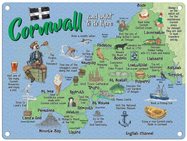 CORNWALL AND WHAT to do there county map metal wall sign plaque 30x40cm ...