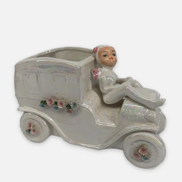 LEFTON 2362 PIXIE Planter Iridescent w Flowers Car Vehicle Vintage ...