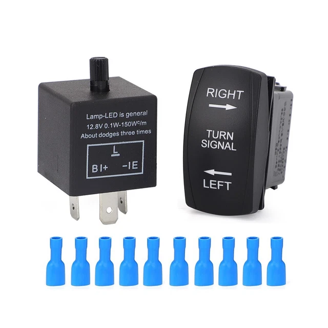 ATV UTV ROCKER Switch Blinker Turn Signal Kit with Adjustable Flasher ...