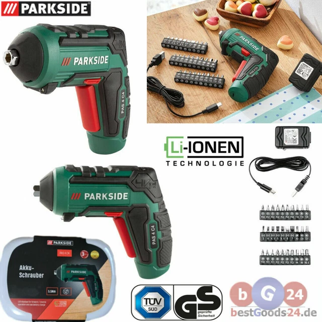 PARKSIDE CORDLESS DRIVER Integrated LED Light 30-Bit USB Charger Metal ...