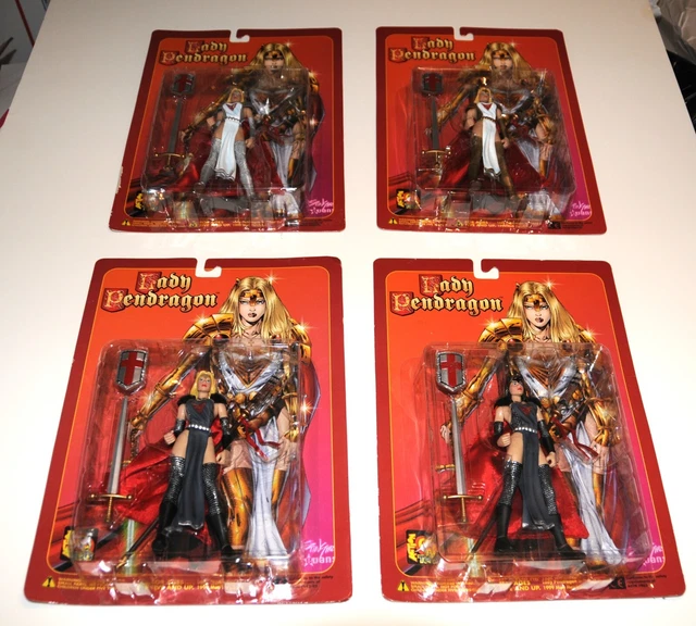 LOT OF 4 Lady Pendragon Action Figures 4 Variants! 1999 Silverhawk ...