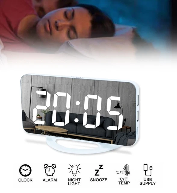 ELECTRONIC LED DIGITAL Alarm Clock Snooze Bedside Table Time Display ...
