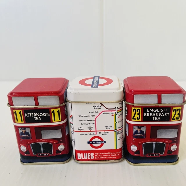 LONDON BUS MINI Tea Tins x3 St Paul’s Oxford Circus Underground Empty ...