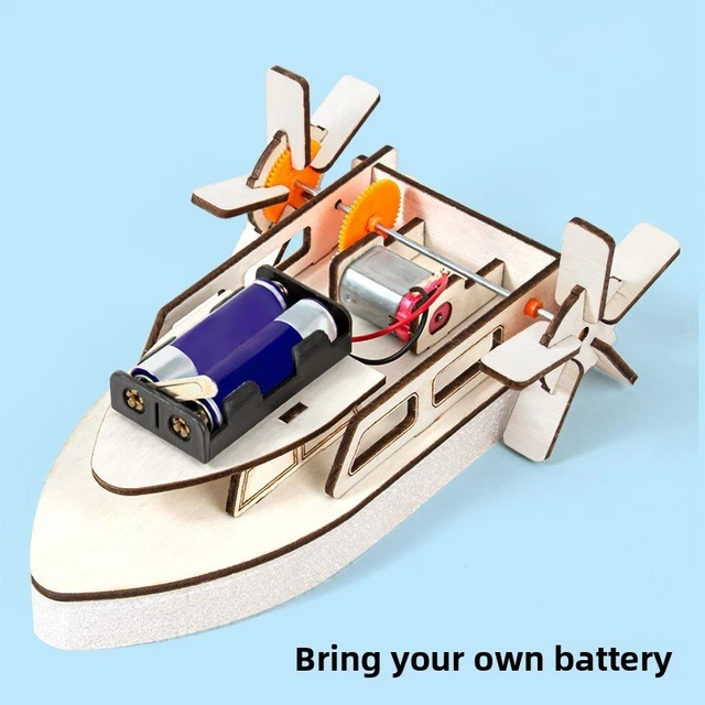 SIMULATED ELECTRIC SHIP Model Wooden Assembly Material Children Puzzle ...