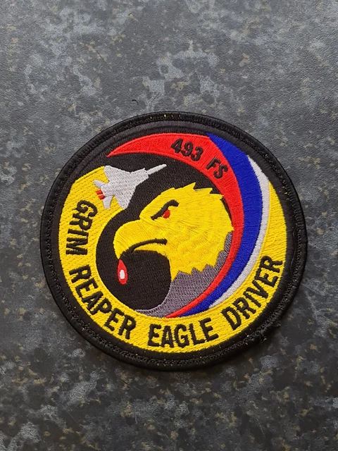 USAF RAF LAKENHEATH 493 FS Grim Reaper Eagle Driver Fabric Patch W ...