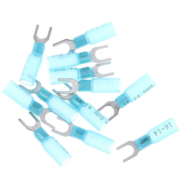 CRIMP BUTT SPLICES Fork Connector Terminals Kit Heat Shrink Wire ...