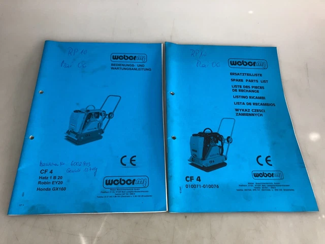 WEBER ERSATZTEILLISTE BEDIENUNGS. und Wartungsarbeiten CF4 Hatz Robin ...