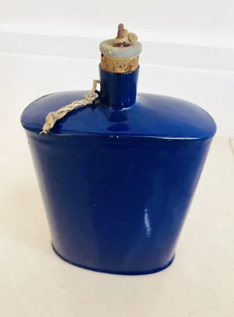 VINTAGE MILITARY COBALT Blue Enamel Canteen Bottle Flask From 1952 £14. ...