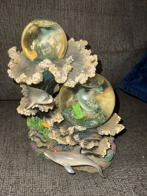 Y2K 90S SANKYO Dolphin Double Globe Music Box - "A Blue Danube Waltz ...