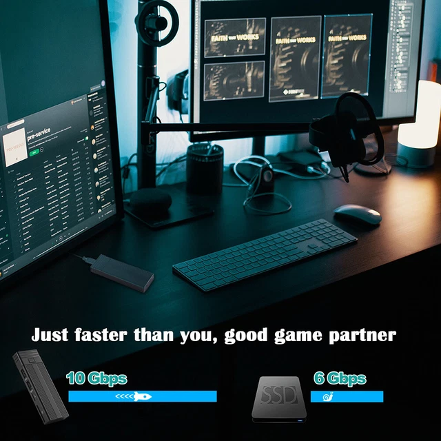 PCIE M.2 EXTERNAL SSD Case USB HUB NVMe/SATA Hard Drive Enclosure USB 3 ...