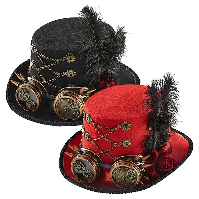 STEAMPUNK TOP HAT with Goggles Gothic Rock Costume Carnival Unisex Top ...
