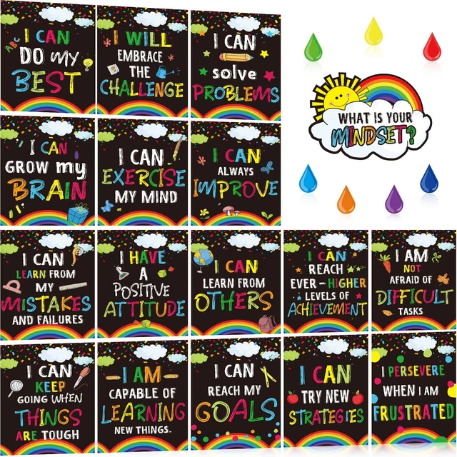 16 PCS CLASSROOM Motivational Posters Growth Mindset Banner Wall Art ...