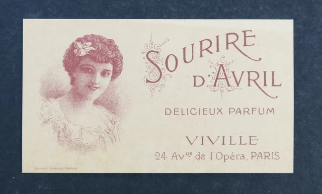ANCIENNE CARTE PARFUMÉE SOURIRE D'AVRIL VIVILLE PARIS Parfum perfume ...