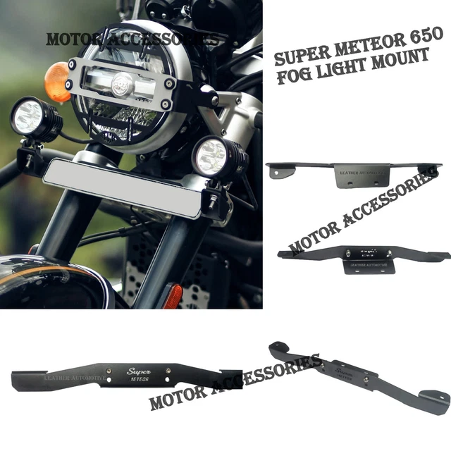 FOR ROYAL ENFIELD Super Meteor 650 Front Shocker Fog Light Mount Clamp ...