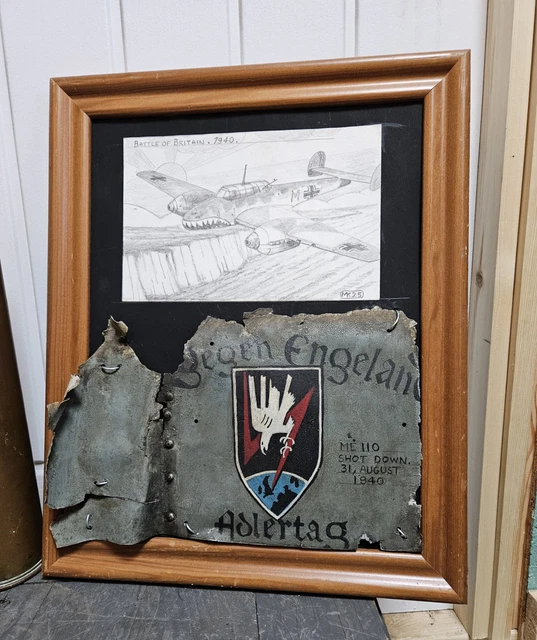 WW2 GERMAN MESSERSCHMITT Me 110 Aircraft Relic Panel, Battle Of Britain ...