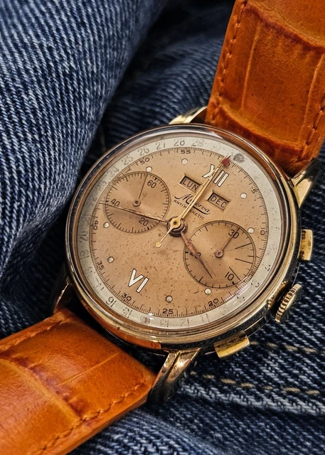 VINTAGE MINERVA CHRONOGRAPH Revised and Gold Plated! £2,125.71 ...