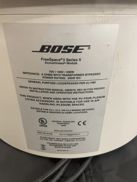 BOSE FREESPACE 3 Series II Acoustimass Subwoofer Module 70/100V ELA Speakers £100.00 - PicClick UK