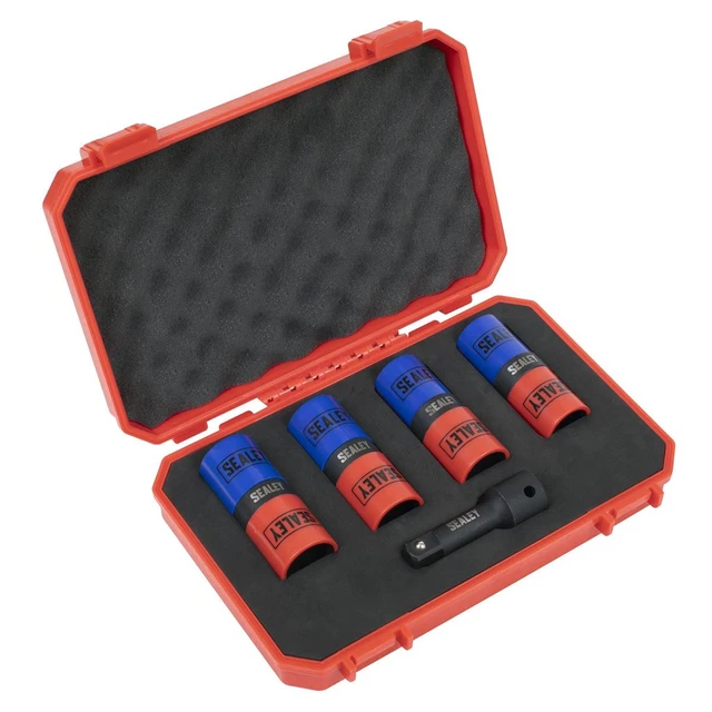 SEALEY 5PC DOUBLE Impact Tips Socket Set 1/2" D Wheel Alloy 18.5-22.5mm ...