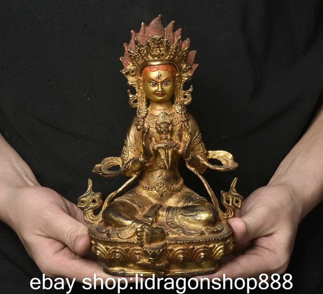 8 &VIEILLE STATUE bouddhiste tibétaine de cuivre doré mère blanche Bouddha EUR 238,80 - PicClick FR