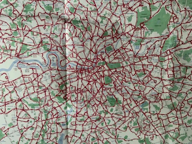 1974 LARGE MAP London Transport Bus Routes Poster 50 x 40” Dated 12/74 ...