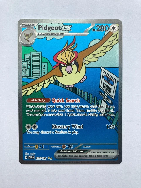 POKÉMON TCG PIDGEOT EX 225/197 Obsidian Flames Special Illustration ...