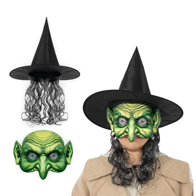 WITCH MASK HAT Women Halloween Party Wizard Hat Cosplay Costume Hat ...
