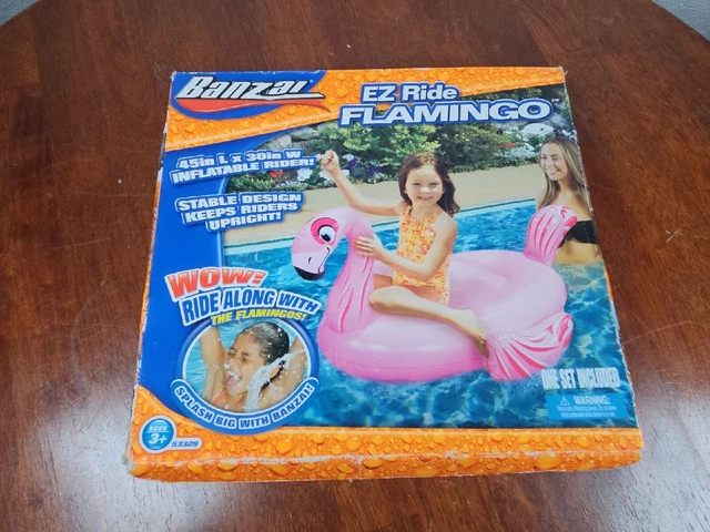BANZAI EZ RIDE Flamingo Inflatable Pool Rider Float 45” L X 30” W NIB ...