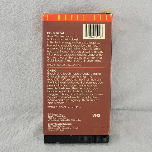 COLD SWEAT / Chino VHS Charles Bronson Jill Ireland James Mason TESTED ...