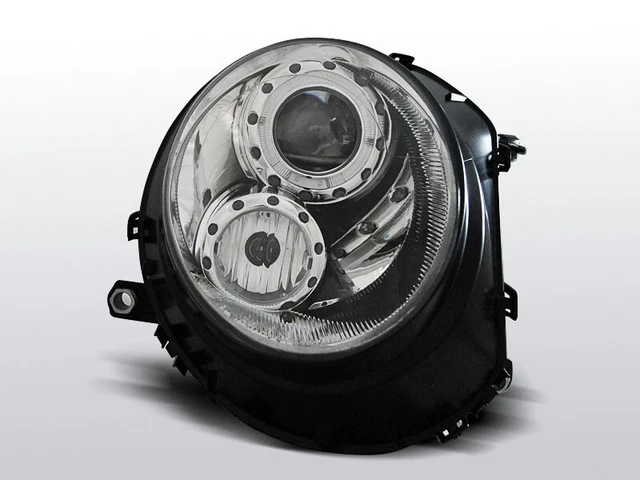 HEADLIGHTS FOR MINI COOPER R55 R56 R57 R58 R59 06-14 Angel Eyes Chrome ...