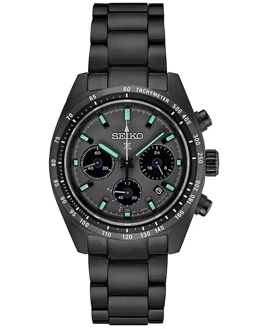 SEIKO PROSPEX SPEEDTIMER Solar Chronograph Black Steel Men's Watch ...