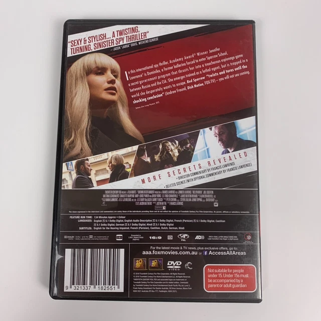 RED SPARROW (DVD, 2018) Jennifer Lawrence Joel Edgerton Charlotte ...