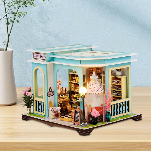 DIY MINIATURE DOLLHOUSE Kit 3D Wooden Miniature House Kit with LED ...