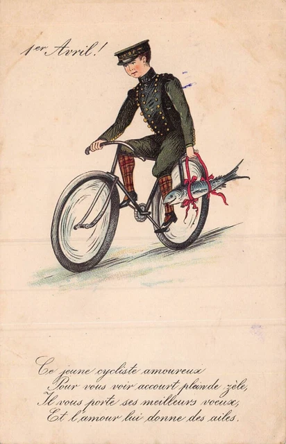 CE JEUNE CYCLISTE amoureux-1er Avril-Carrying Fish-Bicycle-Fahrrad-Velo ...