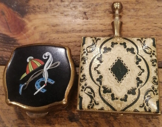 VINTAGE PAIR OF Pocket Ashtrays 1940's Horse Jockey Smoking Cigarette ...