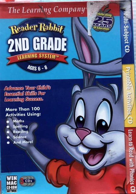 READER RABBIT 2ND GRADE Learning System Ages 6-8 (PC CD-ROM, Windows 95 ...