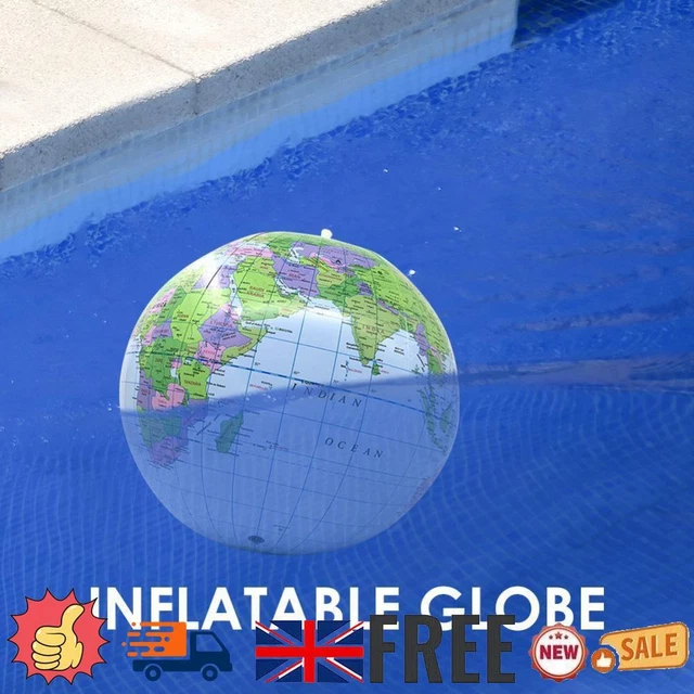 INFLATABLE GLOBE WORLD Earth Ocean Map Beach Ball Geography Kids ...