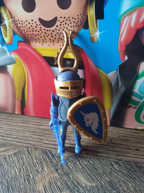 PLAYMOBIL SUPER RARE chevalier bleu a corne or oeuf de paques 3977 EUR ...