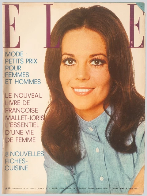 'ELLE' FRENCH VINTAGE Magazine Natalie Wood Cover 9 February 1970 £32. ...