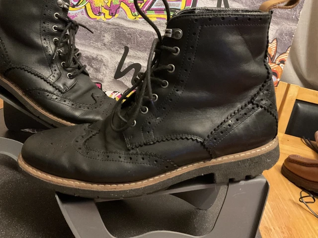 CLARKS BATCOMBE LORD Black Leather Brogue boots Uk9.5G smart casual 🔥 £ ...