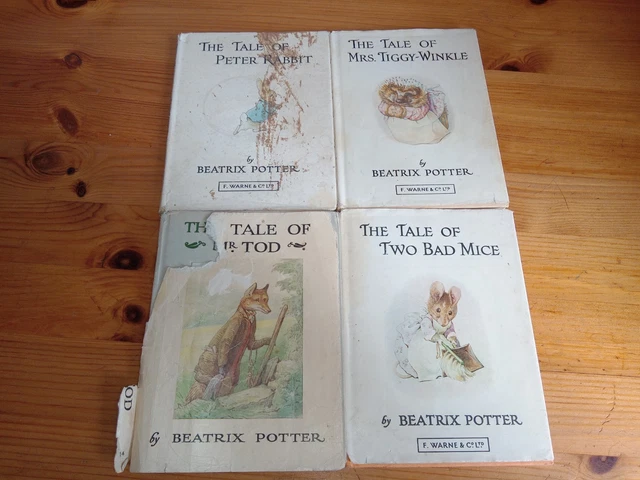 4 BEATRIX POTTER books The TALE of TWO BAD MICE, PETER RABBIT, MRS ...