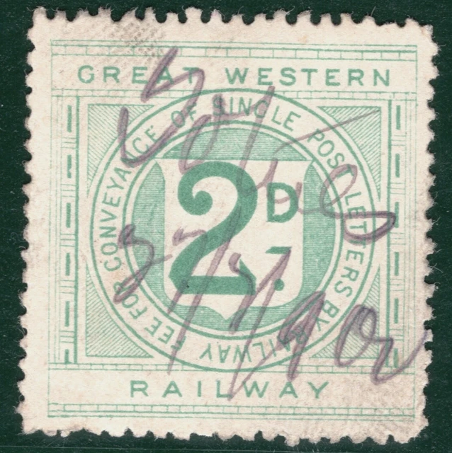 GB GWR RAILWAY Letter Stamp 2d GREAT WESTERN Used *TOTNES*? STATION ...