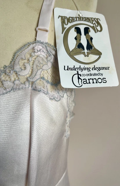 VTG *CHARNOS* SILKY Nylon & Lace Full Slip 'Chantal' Blush Pink Label ...
