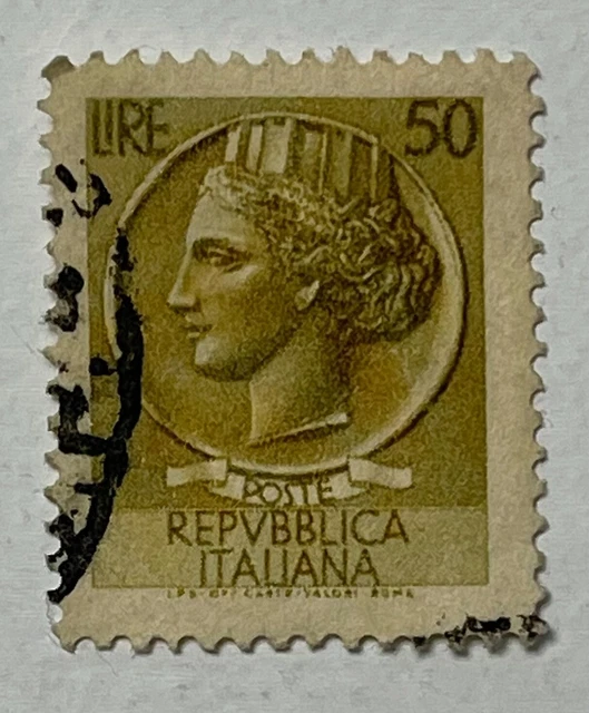 POSTE REPUBBLICA ITALIANA 50 lires timbre-poste Italie Rome annulé EUR ...