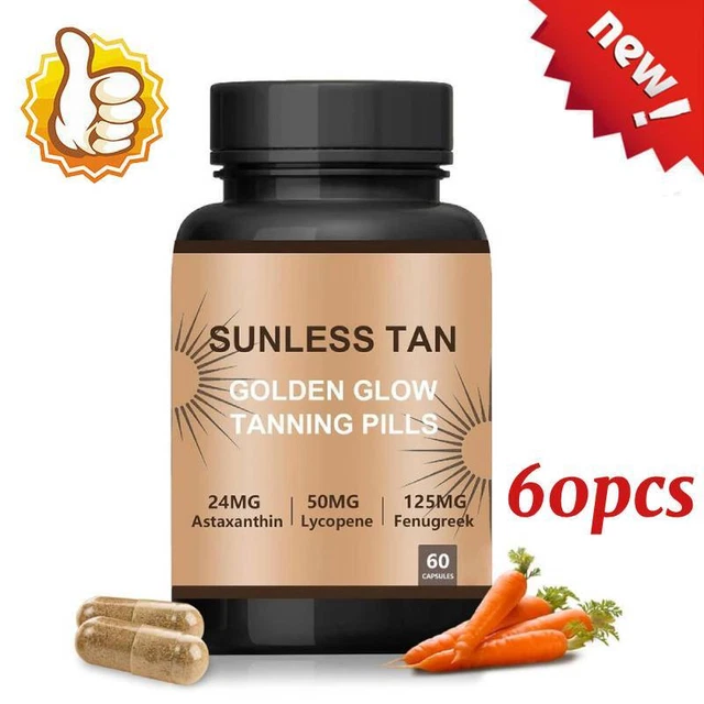 TANNING VITAMIN CAPSULES-SUNLESS Tan-Golden Glow Tanning Pills - 60PC S ...