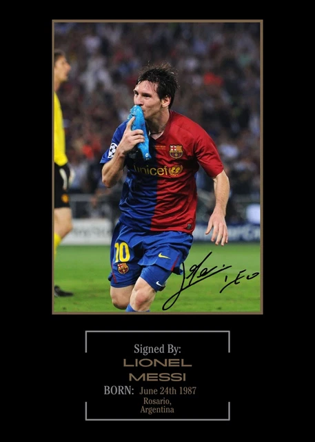 LIONEL MESSI SIGNED FC BARCELONA Football Soccer Printed Autograph ...