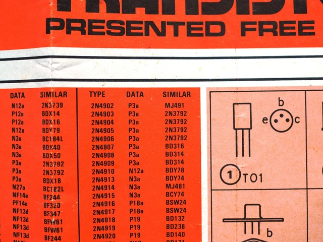 VINTAGE TRANSISTOR IDENTITY chart / poster from Practical Electronics £ ...