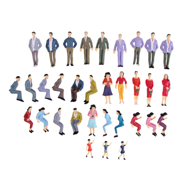 HO SCALE 4.2-7.6CM Layout People Figures Model Painted for Park Garden ...