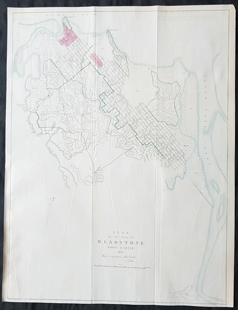 1854 ARROWSMITH RARE Antique Map Plan of Gladstone, Queensland ...