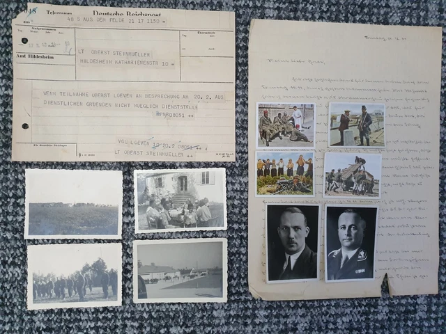 ORIGINAL GERMAN WW2 Soldiers Letter .Cigarette cards. Photos +telegram ...